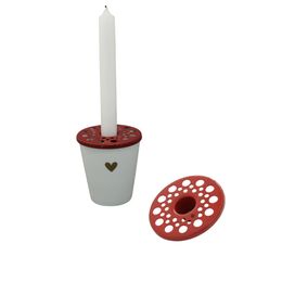 Krasilnikoff Stabkerzenhalter, Becheraufsatz f&uuml;r Happy Mugs &Oslash; 9 cm, f&uuml;r &Oslash; 2,2 cm Kerzen, rot