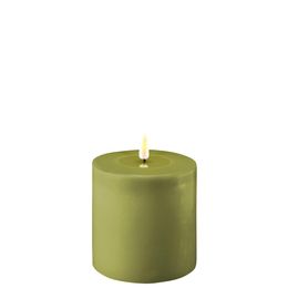 Deluxe Homeart LED Stumpenkerze Real Flame olive &Oslash;10 x H10cm, olive skandinavische Deko Online Shop