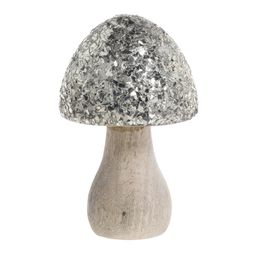 Chic Antique Deko Pilz mit glitzerndem Schirm H15/&Oslash; 8,5 cm natur