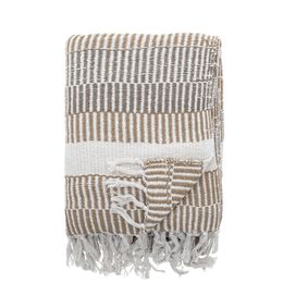 Bloomingville Decke Isnel aus recycelter Baumwolle L160xB130 cm, natur skandinavische Deko Online Shop