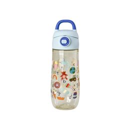 Rice Kinder Trinkflasche ABC-Print &ndash; Bunt, Robust & Skandinavisch f&uuml;r unterwegs Blau ABC-Print - H22 &Oslash;7.5 cm, 550 ml skandinavische Deko Online Shop
