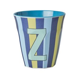 Rice Melamin Buchstabenbecher gestreift Z, blau