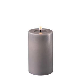 Deluxe Homeart LED Stumpenkerze Real Flame grau 12,5 cm, &Oslash; 7,5 cm skandinavische Deko Online Shop