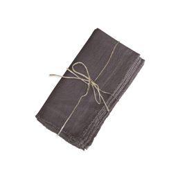 Chic Antique Serviette mit Fransen im 4er Set L40 x B40 cm, mokka