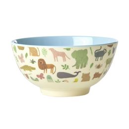 Rice Melamin Sch&uuml;ssel Sweet Jungle Print Dusty Blue - Medium - 700 ml, &Oslash; 15 cm, H:7 cm skandinavische Deko Online Shop