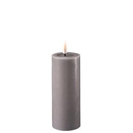 Deluxe Homeart LED Stumpenkerze Real Flame grau 12,5 cm, &Oslash; 5 cm skandinavische Deko Online Shop
