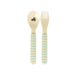 Rice Kinderbesteck Set aus Melamin ABC L14 B3.5 cm, blau