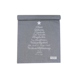 Krasilnikoff Tischl&auml;ufer Christmas Words 118 x 35 cm, grau