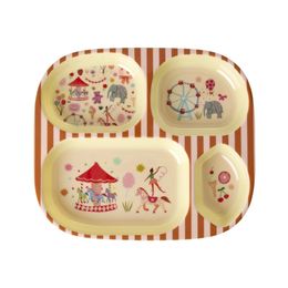 Rice Kinderteller mit 4er Einteilung Fun Fair Pink, 24 x 21 cm