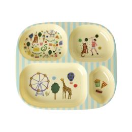 Rice Kinderteller mit 4er Einteilung Fun Fair Mint, 24 x 21 cm