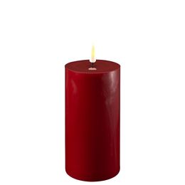 Deluxe Homeart LED Stumpenkerze Real Flame bordeaux 15 cm, &Oslash; 7,5 cm skandinavische Deko Online Shop