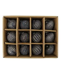 Chic Antique Weihnachtskugeln in einer Schachtel 12er Set H6, &Oslash;5.5 cm mocca