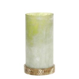 Chic Antique Windlicht mit graviertem Sockel 22x12 cm, antique verte