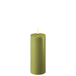 Deluxe Homeart LED Stumpenkerze Real Flame olive &Oslash;5 x H12,5cm, olive