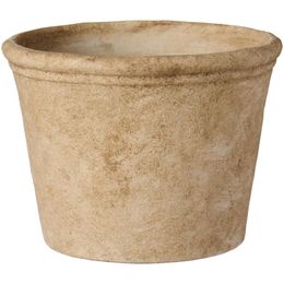 IB Laursen Blumentopf Athen mit gerillter Kante Zement H&ouml;he 18, &Oslash; 23.5 cm, sandhell skandinavische Deko Online Shop