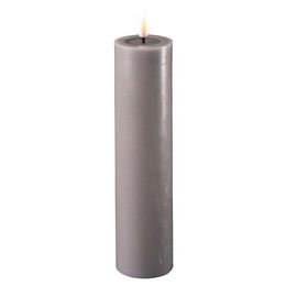 Deluxe Homeart LED Stumpenkerze Real Flame grau 20 cm, &Oslash; 5 cm skandinavische Deko Online Shop