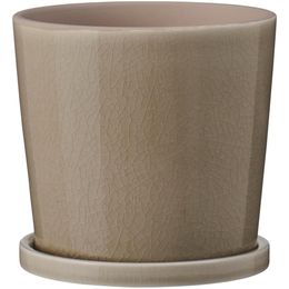 IB Laursen Blumentopf Saga mit Untersetzer Beige - H 11 cm, &Oslash; 11,5 cm skandinavische Deko Online Shop