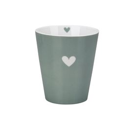 Krasilnikoff Happy Mug Colourful Heart 330 ml, Dusty Green
