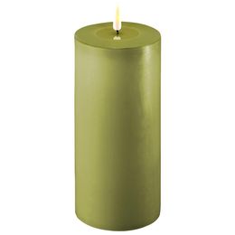 Deluxe Homeart LED Stumpenkerze Real Flame olive &Oslash;10 x H20cm, olive skandinavische Deko Online Shop