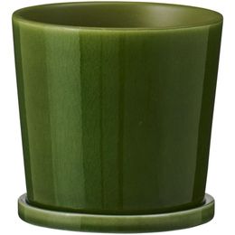 IB Laursen Blumentopf Saga mit Untersetzer Gr&uuml;n - H 11 cm, &Oslash; 11,5 cm skandinavische Deko Online Shop