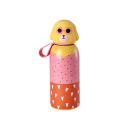Rice Edelstahl Kinder Thermosflasche Trinkflasche mit Tiermotiv Hund - H 20 &Oslash; 7 cm, 350 ml