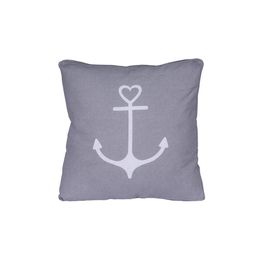 Krasilnikoff Kissenbezug Anchor mit Ankermotiv 50x50 cm, grau