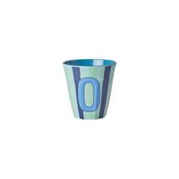 Rice Melamin Buchstabenbecher gestreift O, blau