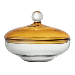 Bloomingville Beh&auml;lter Danni flach aus Glas 90 ml, &Oslash;10xH8 cm, gelb skandinavische Deko Online Shop
