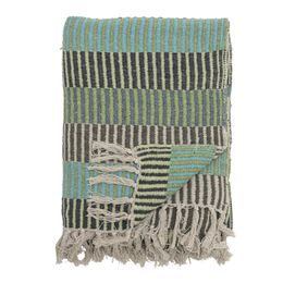 Bloomingville Decke Isnel aus recycelter Baumwolle L160xB130 cm, blau