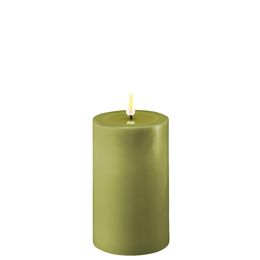 Deluxe Homeart LED Stumpenkerze Real Flame olive &Oslash;7,5 x H12,5cm, olive skandinavische Deko Online Shop