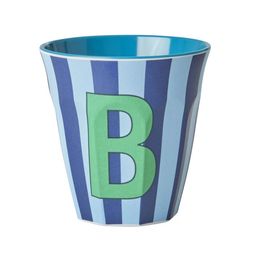 Rice Melamin Buchstabenbecher gestreift B, blau