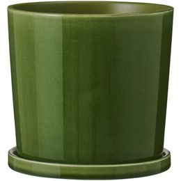 IB Laursen Blumentopf Saga mit Untersetzer Gr&uuml;n - H 13,4 cm, &Oslash; 13,8 cm skandinavische Deko Online Shop