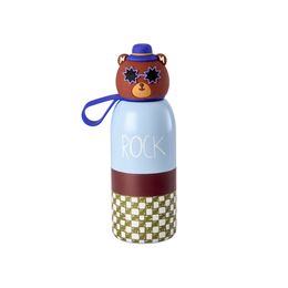 Rice Edelstahl Kinder Thermosflasche Trinkflasche mit Tiermotiv B&auml;r - H 20 &Oslash; 7 cm, 350 ml skandinavische Deko Online Shop
