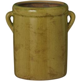 IB Laursen Keramiktopf Tora mit Henkeln Gr&uuml;n - H 20 cm &Oslash; 14 cm