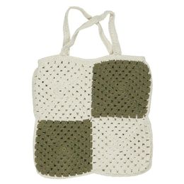 IB Laursen Geh&auml;kelte Tasche mit Karomuster gr&uuml;n kariert