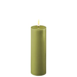 Deluxe Homeart LED Stumpenkerze Real Flame olive &Oslash;5 x H15cm, olive skandinavische Deko Online Shop