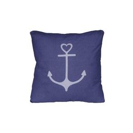Krasilnikoff Kissenbezug Anchor mit Ankermotiv 50x50 cm, Thunder Blue