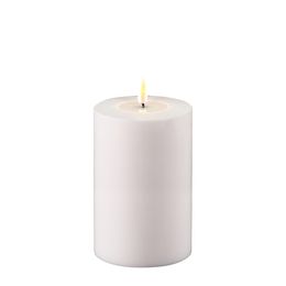 Deluxe Homeart LED Real Flame Outdoor Stumpenkerze wei&szlig; &Oslash;10 x H15cm, weiss skandinavische Deko Online Shop