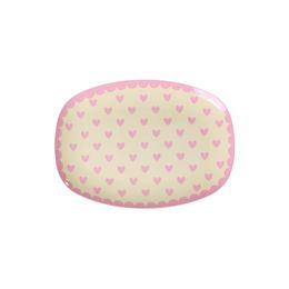 Rice Melamin Teller rechteckig Hearts Print Pink, H1.5 L23 B16.5 cm skandinavische Deko Online Shop