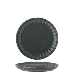 Bloomingville Latina Dessert-Teller, Steingut &Oslash; 20xH2 cm, dunkelgr&uuml;n skandinavische Deko Online Shop