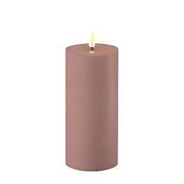 Deluxe Homeart LED Real Flame Outdoor Stumpenkerze staubig rot &Oslash;7,5 x H15cm, staubig rot skandinavische Deko Online Shop