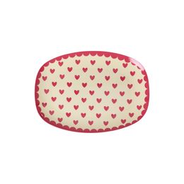 Rice Melamin Teller rechteckig Hearts Print Rot, H1.5 L23 B16.5 cm skandinavische Deko Online Shop