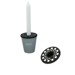 Krasilnikoff Stabkerzenhalter, Becheraufsatz f&uuml;r Happy Mugs &Oslash; 9 cm, f&uuml;r &Oslash; 2,2 cm Kerzen, schwarz