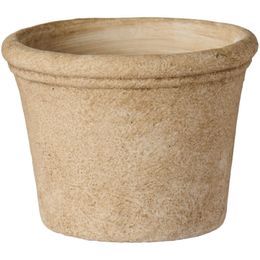IB Laursen Blumentopf Athen mit gerillter Kante Zement H&ouml;he 12, &Oslash; 15.8 cm, sandhell skandinavische Deko Online Shop