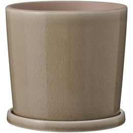 IB Laursen Blumentopf Saga mit Untersetzer Beige - H 13,4 cm, &Oslash; 13,8 cm skandinavische Deko Online Shop