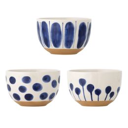 Bloomingville Linora Schalen 3er Set Steingut Blau, 8 cm, &Oslash; 12.5 cm skandinavische Deko Online Shop