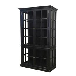 Chic Antique antiker Vitrinenschrank Marseille 4 T&uuml;ren H196/L120/B40 cm, schwarz