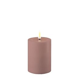 Deluxe Homeart LED Real Flame Outdoor Stumpenkerze staubig rot &Oslash;7,5 x H10cm, staubig rot skandinavische Deko Online Shop