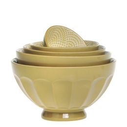 Chic Antique Ares Lattesch&uuml;ssel mit Muster im Set H&ouml;he 9, &empty; 15,5 cm, Senf