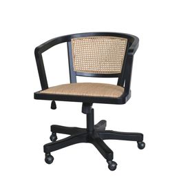 Chic Antique Franz&ouml;sischer B&uuml;rostuhl mit Geflechtsitz H80/L60/B60 cm antique schwarz skandinavische Deko Online Shop